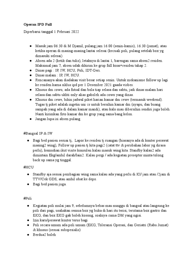 Operan IPD Full (Des-Feb) | PDF | Kesehatan Holistik | Sains & Matematika