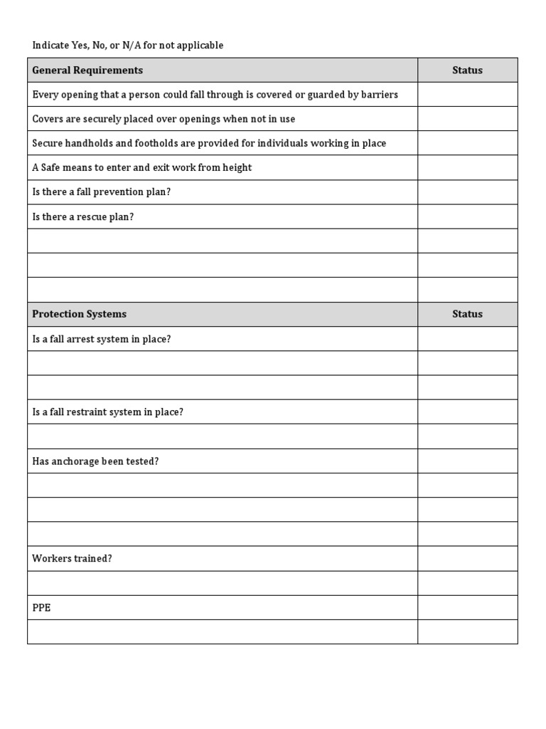 Height Checklist | PDF