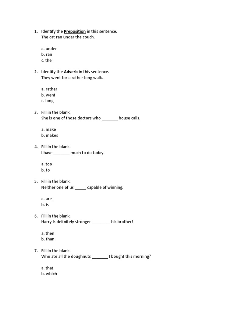 Identify The Preposition | PDF | Language Arts & Discipline | Social ...