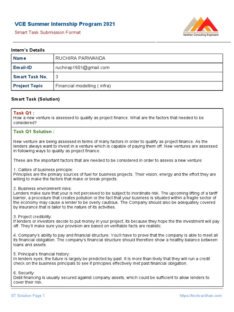 VCE Summer Internship Program 2021: Ruchira Parwanda 3 Financial ...