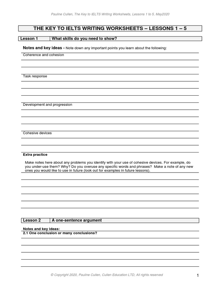 Worksheet The Key To Ielts Writing Task 2 Pauline Cullen | PDF ...