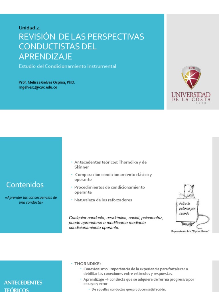 Condicionamiento Operante: Teoría y Procedimientos | PDF ...