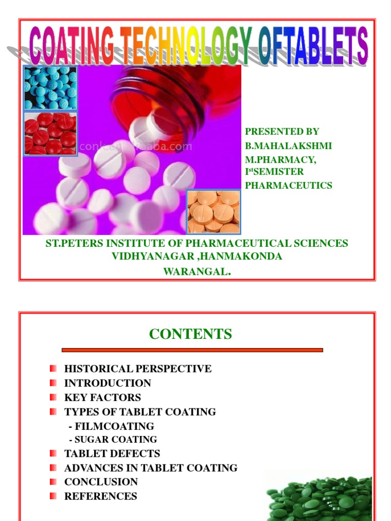 Coating Technology of Tablets | PDF | Tablet (Pharmacy) | Polymers