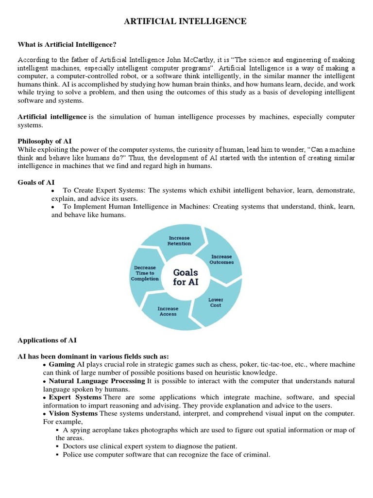 Artificial Intelligence Handout With Worksheet | PDF | Artificial ...
