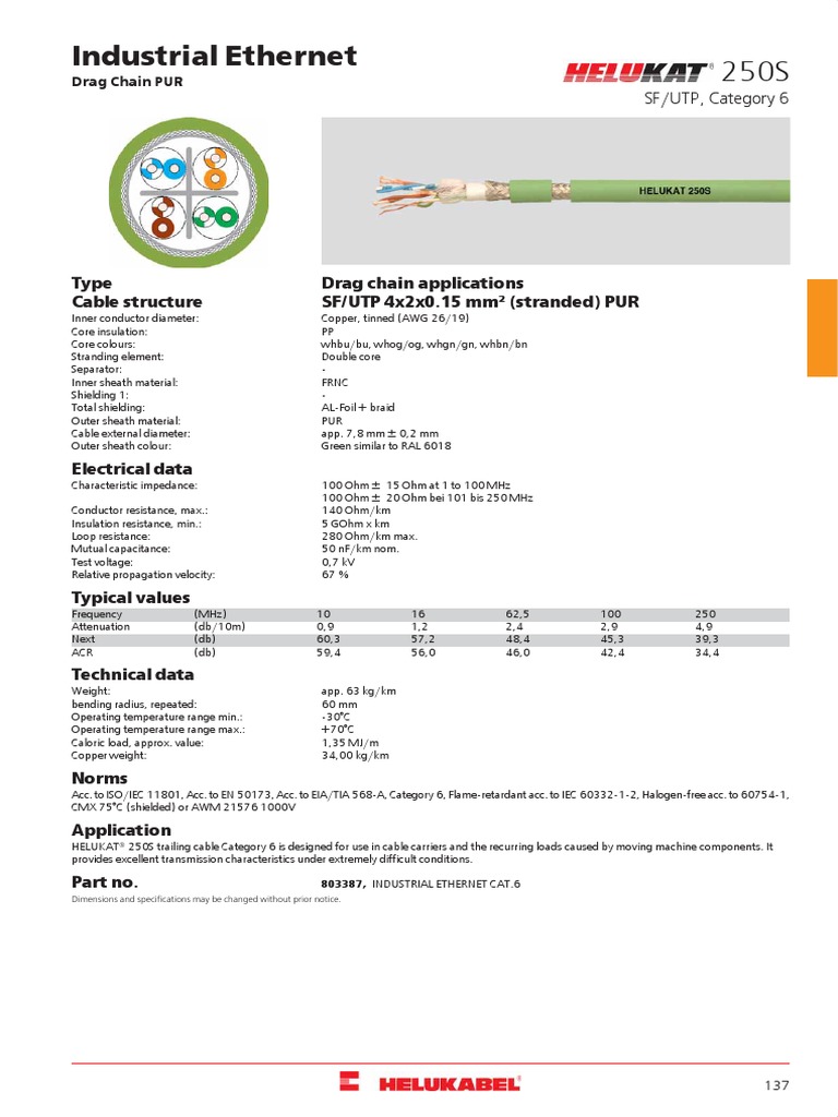 Industrial Ethernet Drag Chain Pur | PDF | Electromagnetism | Metrology