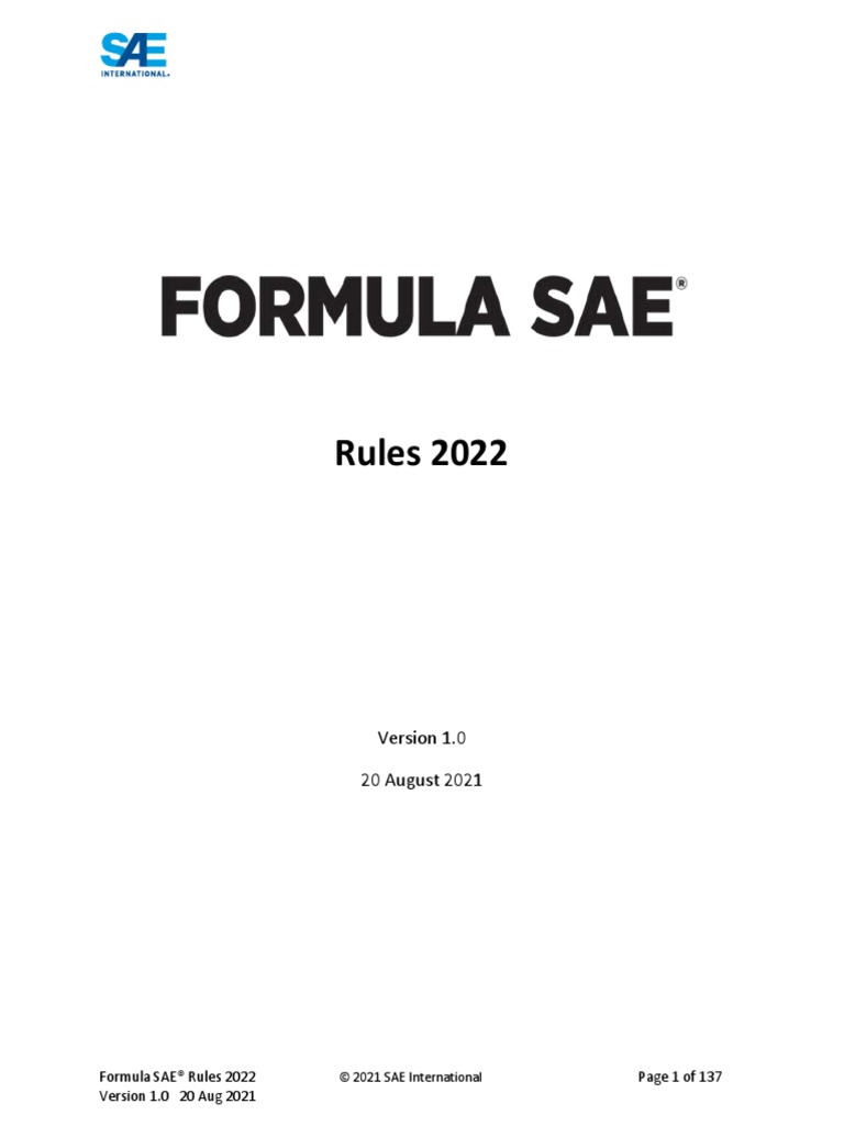 FSAE Rules 2022 V1 | PDF | Engineering | Transport