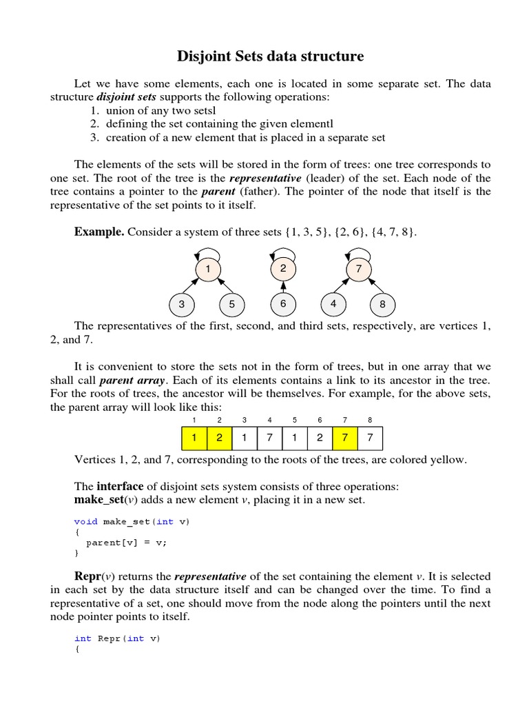 Disjoint Sets Data Structure: Example. Consider A System of Three Sets ...