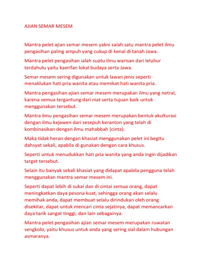 Aji Semar Mesem | PDF