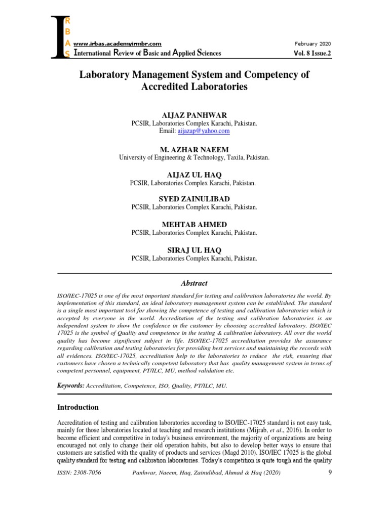 Laboratory Management System and Competency of Accredited Laboratories ...