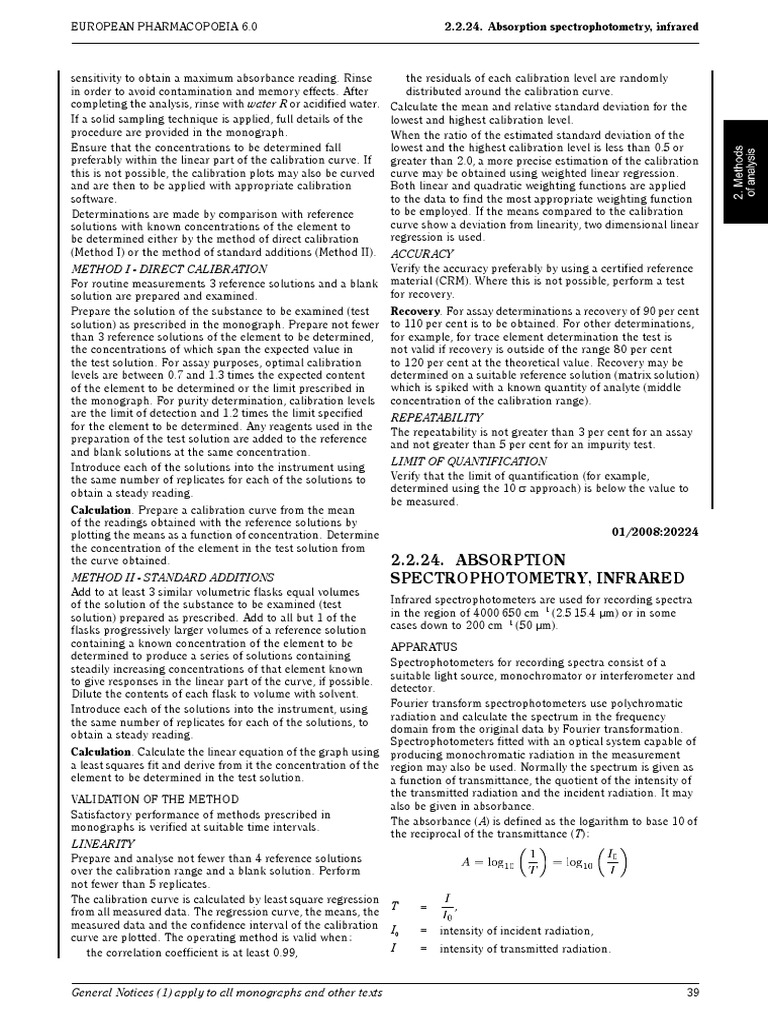 Method I - Direct Calibration Accuracy: 2.2.24. Absorption ...