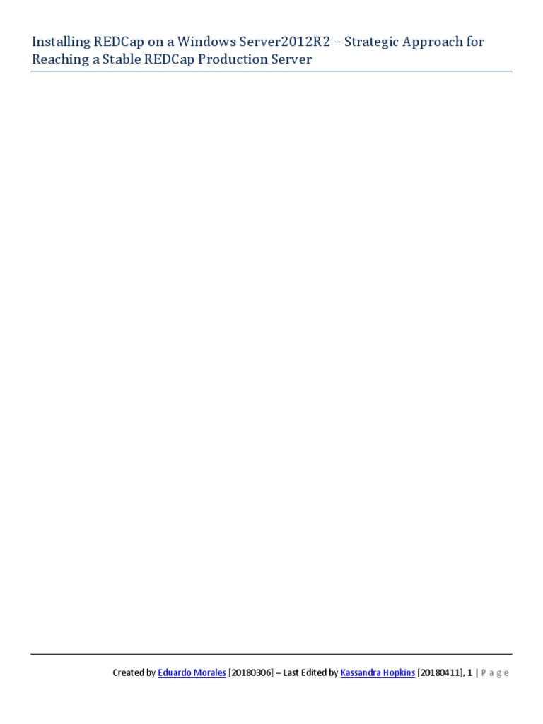 A Comprehensive Guide to Installing REDCap on a Windows Server 2012R2 ...