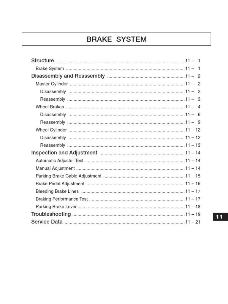 Comprehensive Guide to Brake System Disassembly, Inspection, Adjustment ...