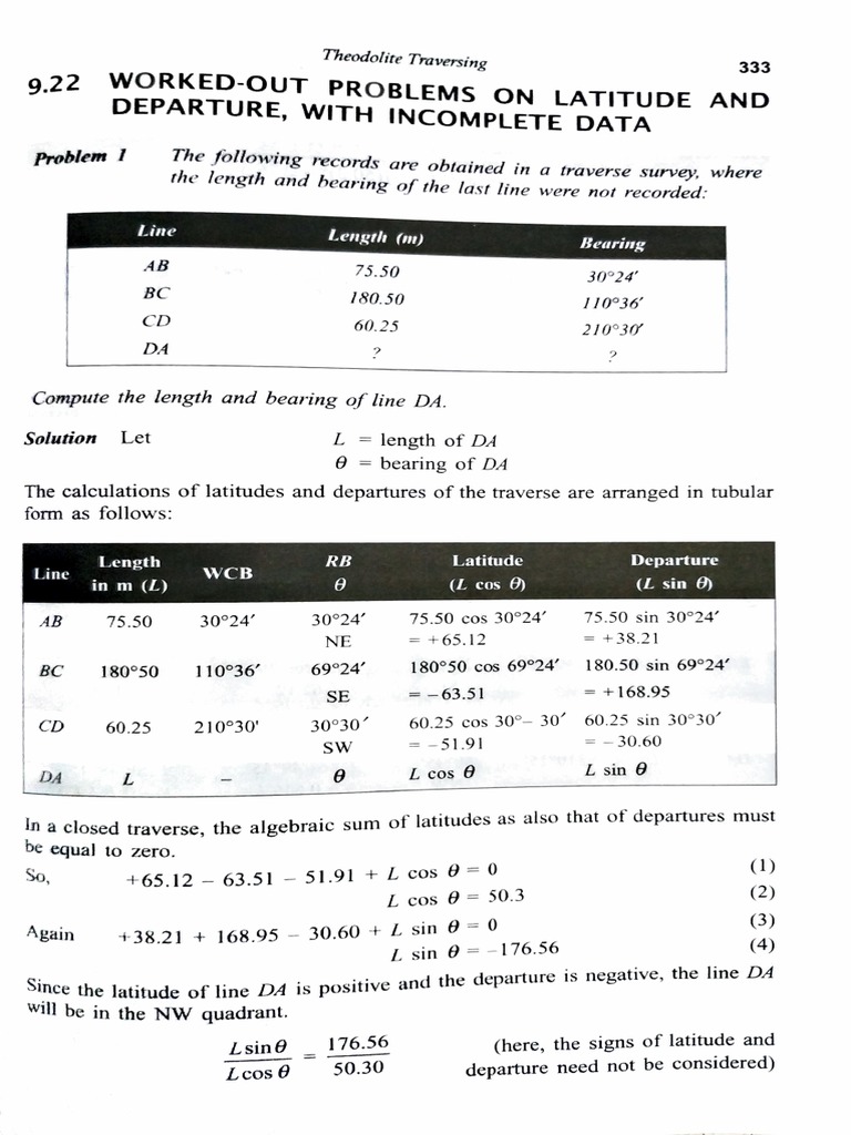 Latitude and Departure in Traversing | PDF | Trigonometric Functions ...
