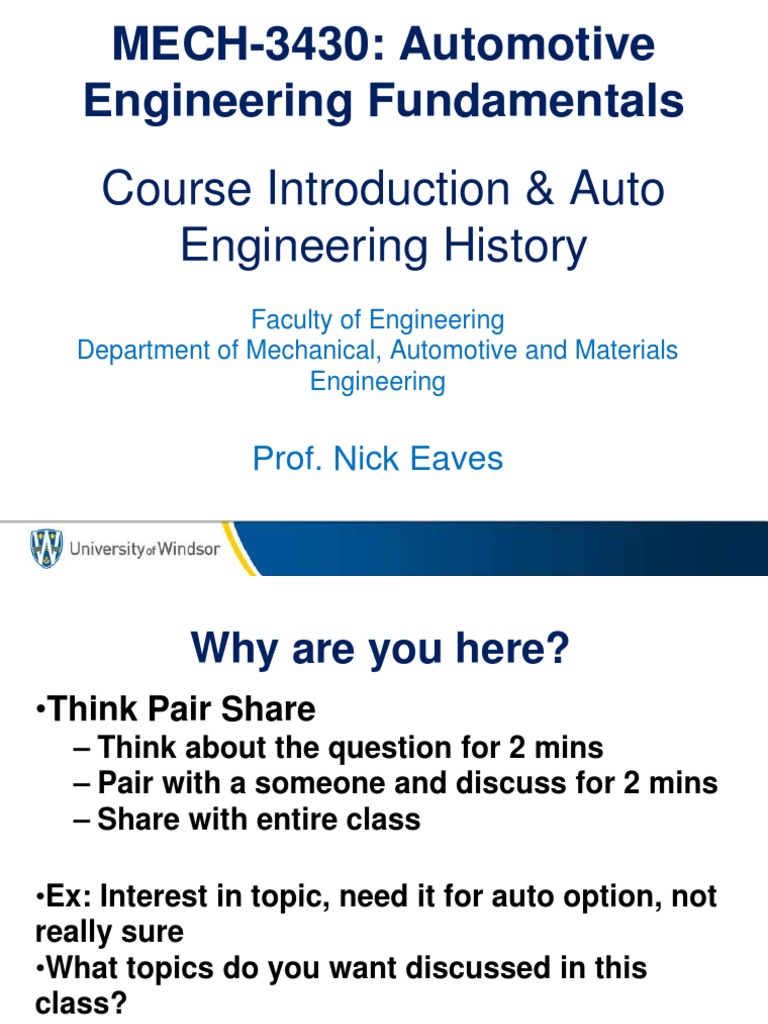 MECH-3430: Automotive Engineering Fundamentals: Course Introduction ...
