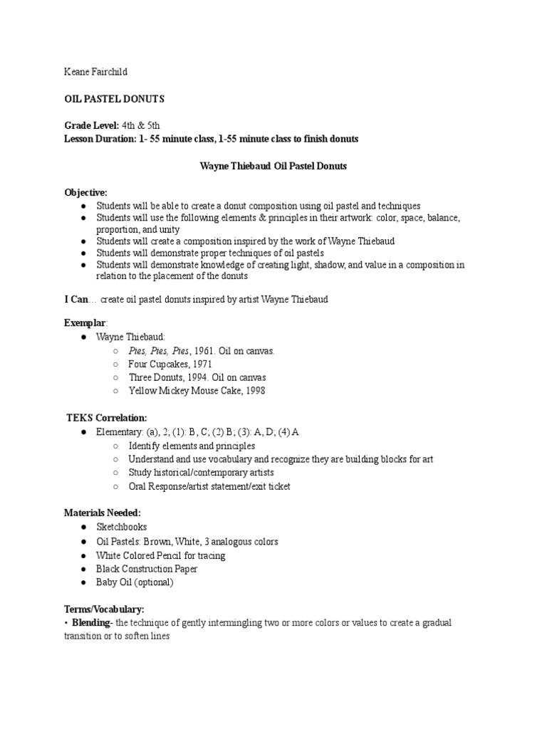 Wayne Thiebaud Oil Pastel Donuts | PDF | Paintings