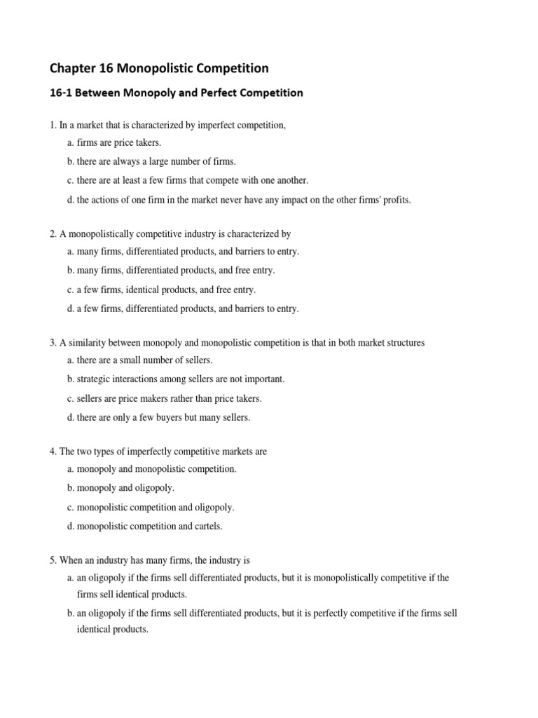 Monopolistic Competition Guide | PDF | Monopoly | Profit (Economics)