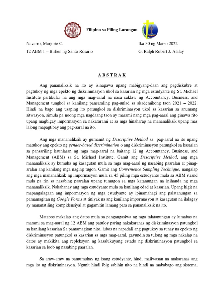 Halimbawa NG Abstrak | PDF