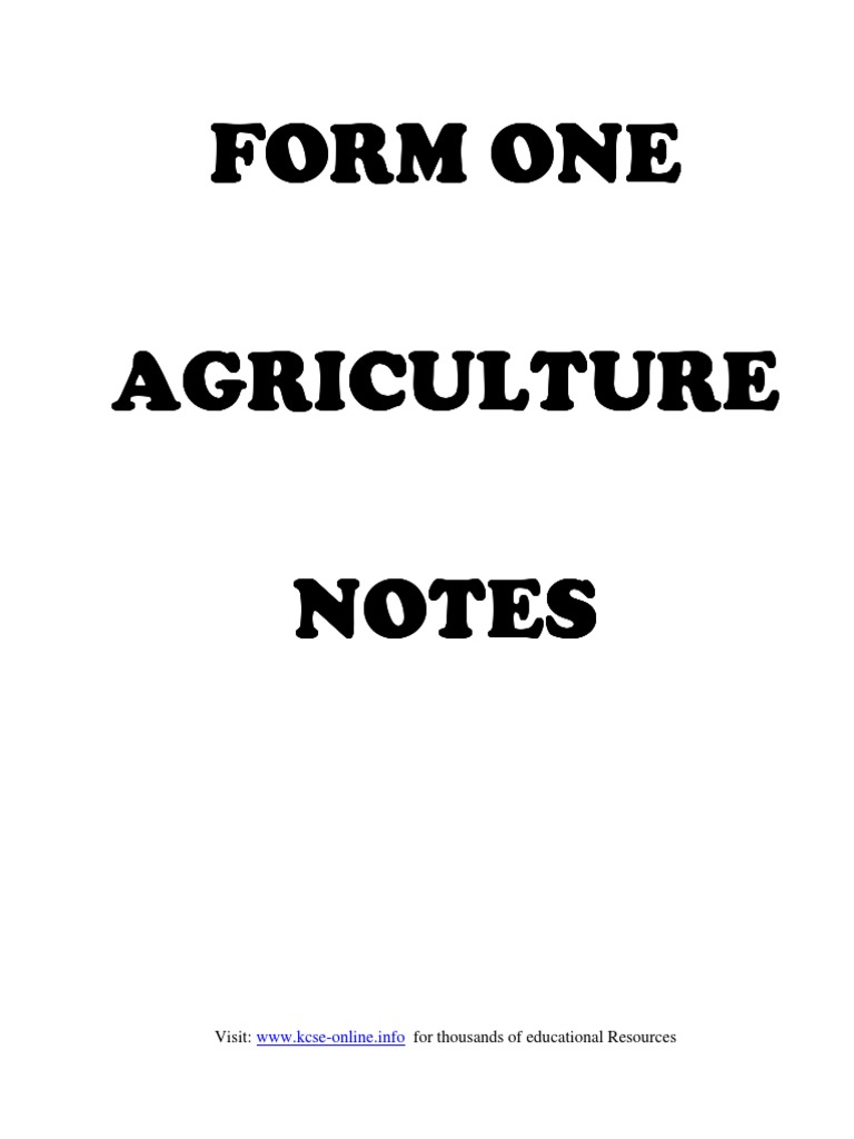 Agriculture Notes Form 1-4 Booklet | PDF | Soil | Agriculture