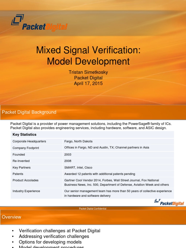 Mixed Signal Verification: Model Development: Tristan Simetkosky Packet ...