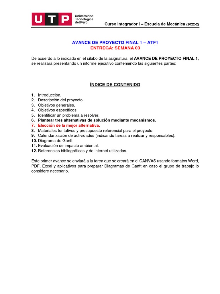 S02.s1 - Pautas - AVANCE DE PROYECTO FINAL 1 - ATF1 | PDF