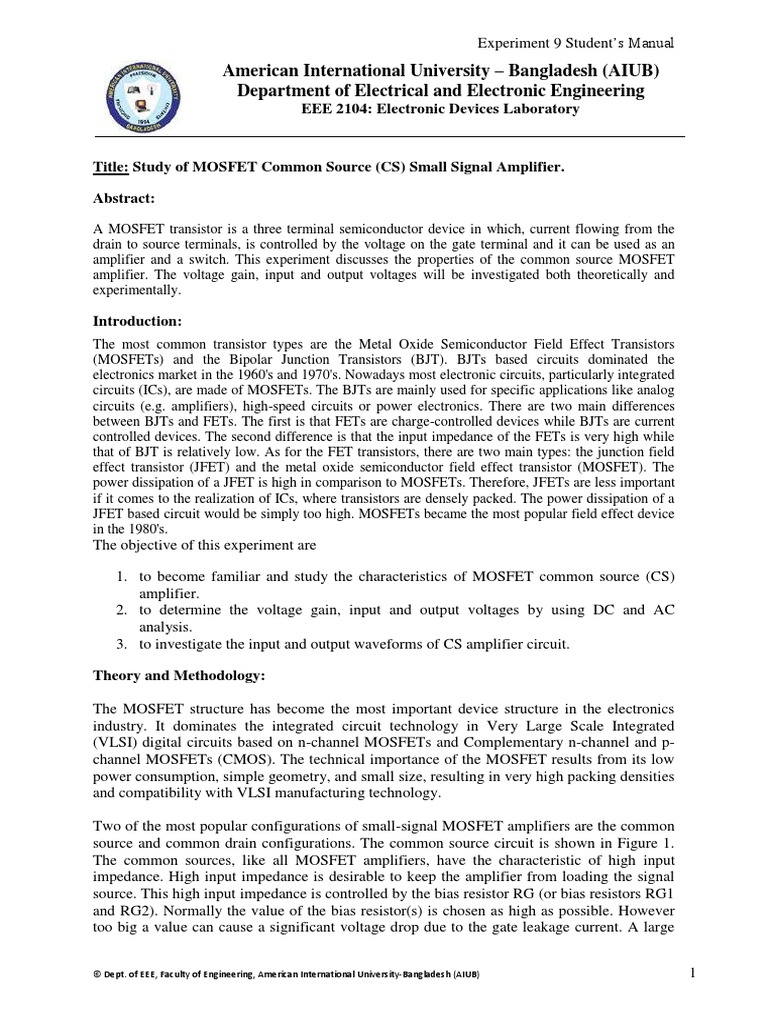 Electronic Devices Lab - Exp - 9 - Student - Manual (Summer 18-19 ...