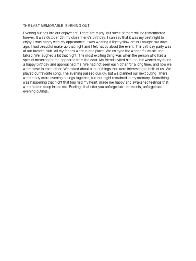 The Last Memorable Evening Out | PDF