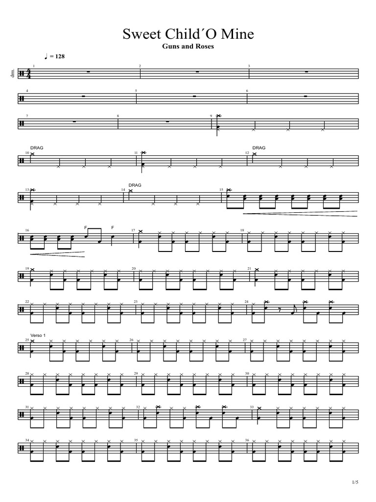 Sweet Child O Mine - Drum Tab | PDF