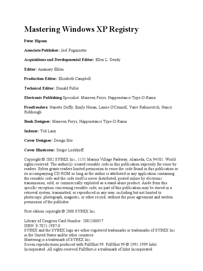 Windows XP Registry | PDF | Windows Registry | Booting