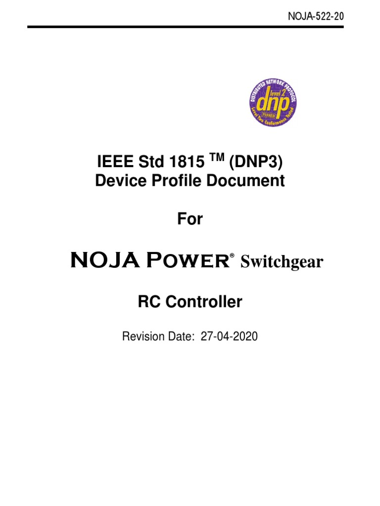 NOJA-522-20 DNP3 Device Profile | PDF | Port (Computer Networking) | Transmission Control Protocol