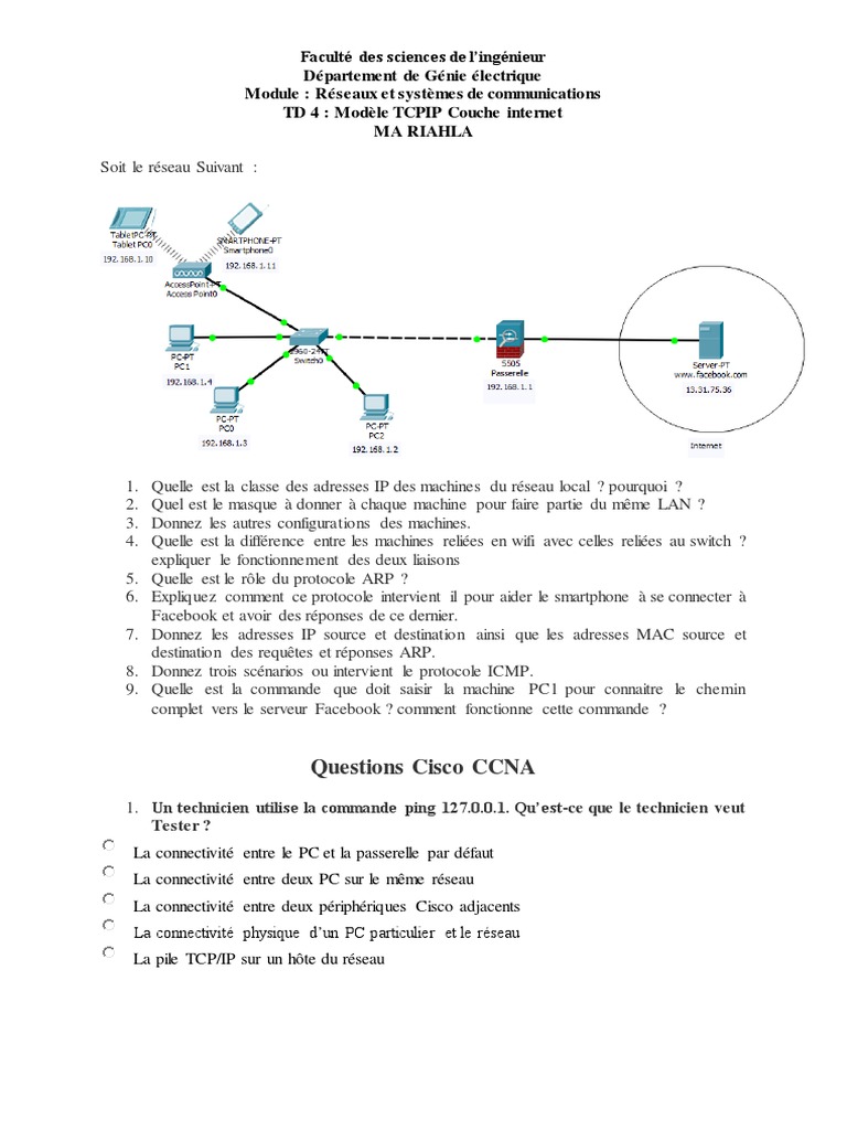 TD 4 - TCPIP Couche Internet | PDF | Suite des protocoles Internet ...