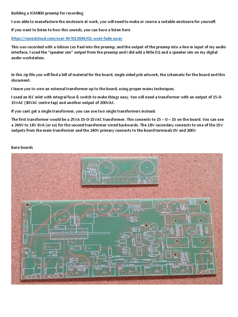 Building A JCM800 Preamp For Recording | PDF | Printed Circuit Board ...