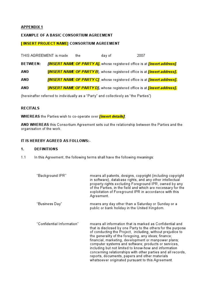 (INSERT NAME OF PARTY A), Whose Registered Office Is at (Insert Address ...