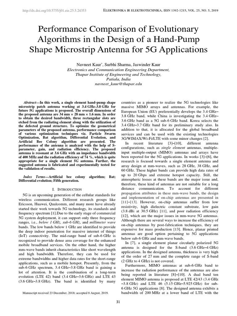 Performance Comparison of Evolutionary Algorithms in the Design of a ...