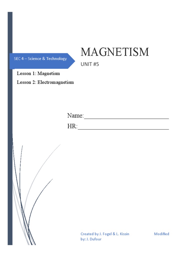 Unit 5 Magnetism Student Note Package | PDF | Earth's Magnetic Field ...