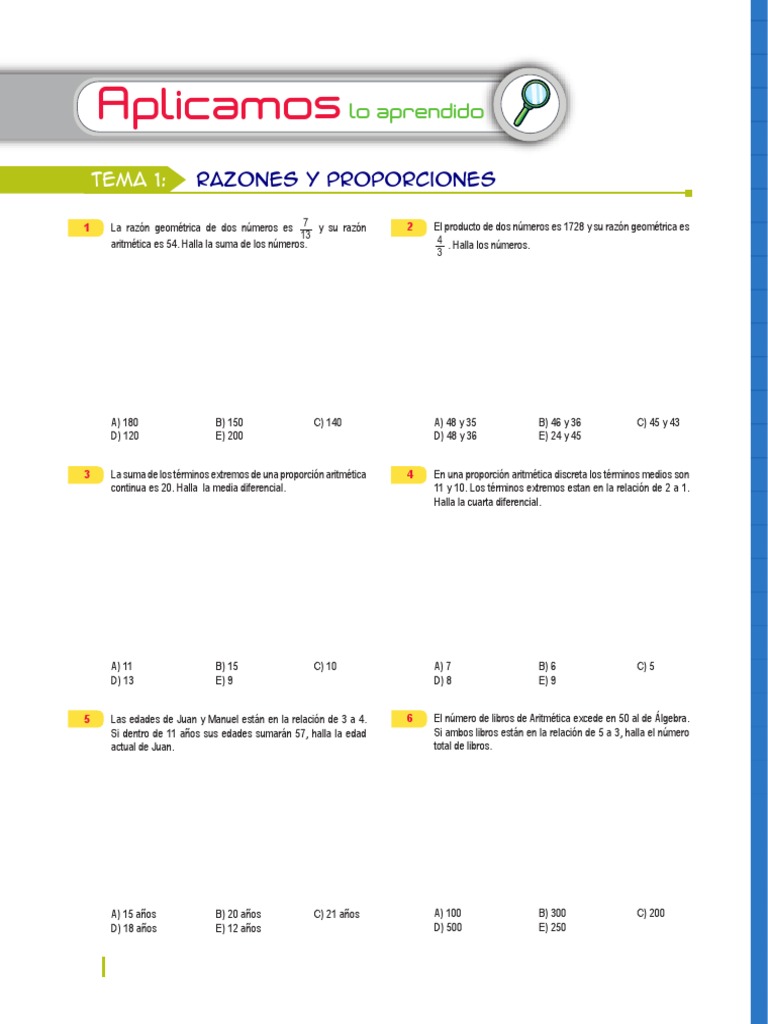 Razones y Proporciones 1º | PDF | Proporción | Matemáticas