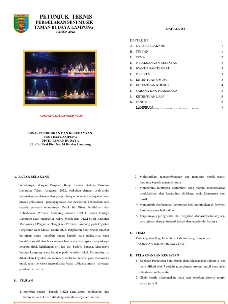 Juknis Pergelaran Seni Musik Ukm 2022 | PDF