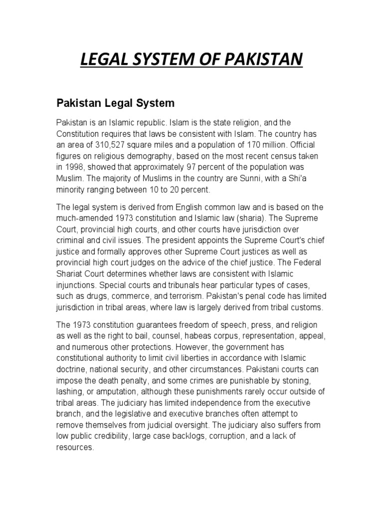 LEGAL SYSTEM OF PAKISTAN (C.Law) | PDF | Supreme Courts | Sharia