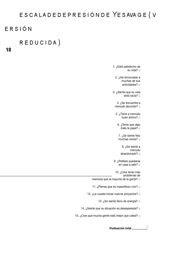 Escala Depresión Yesavage | PDF