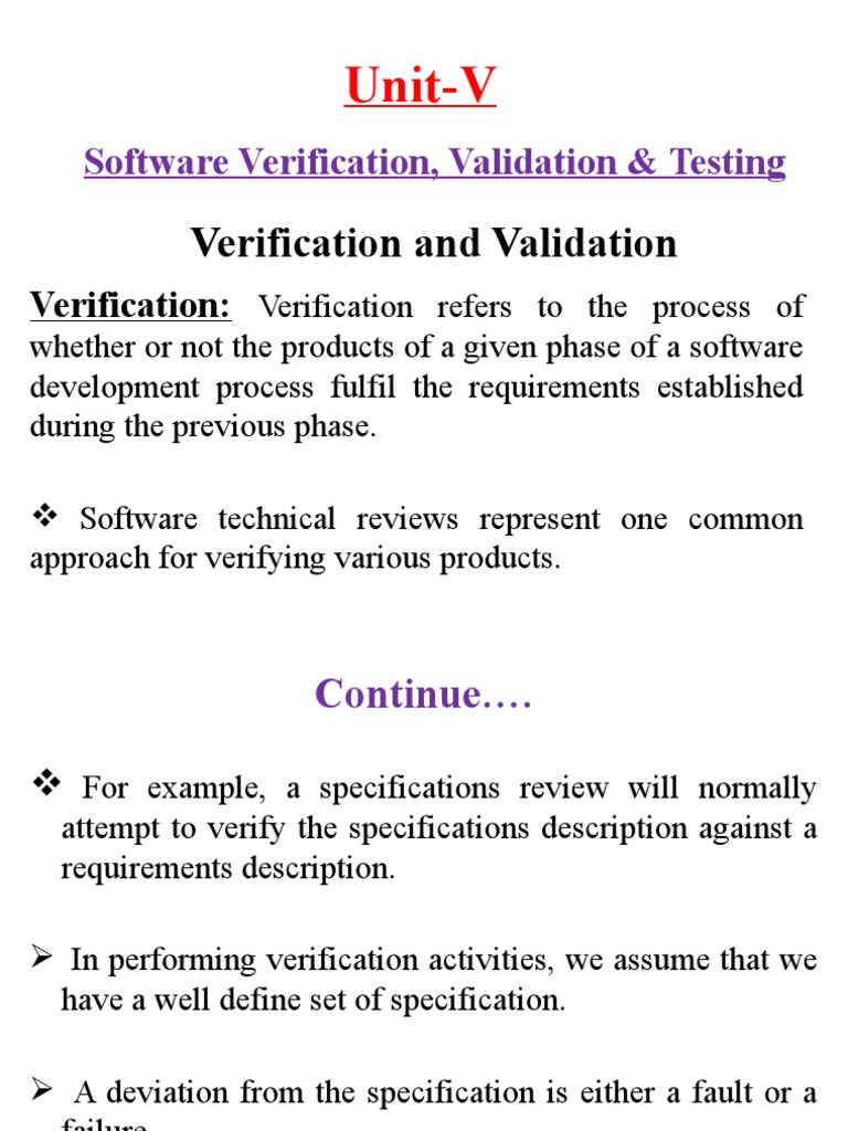 Verification and Validation: Unit-V | PDF | Software Testing ...