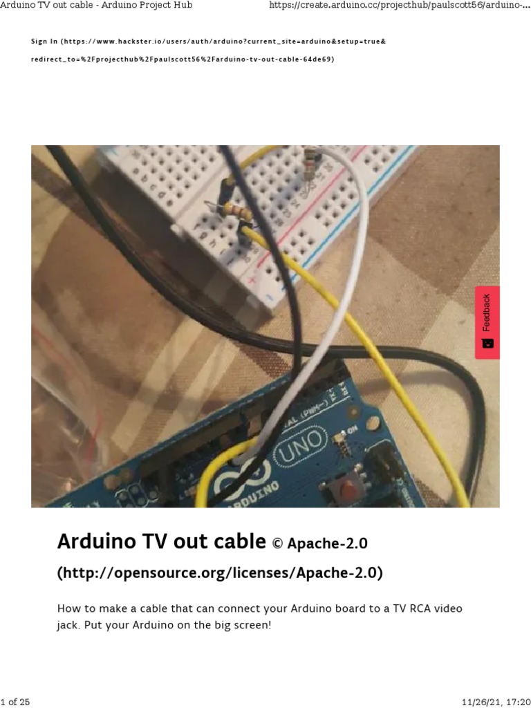 Arduino TV Out Cable - Arduino Project Hub | PDF | Building Engineering | Manufactured Goods