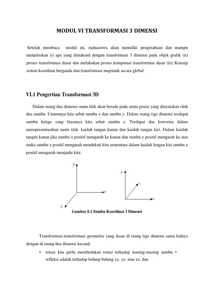 Panduan Transformasi 3D dalam Grafik | PDF