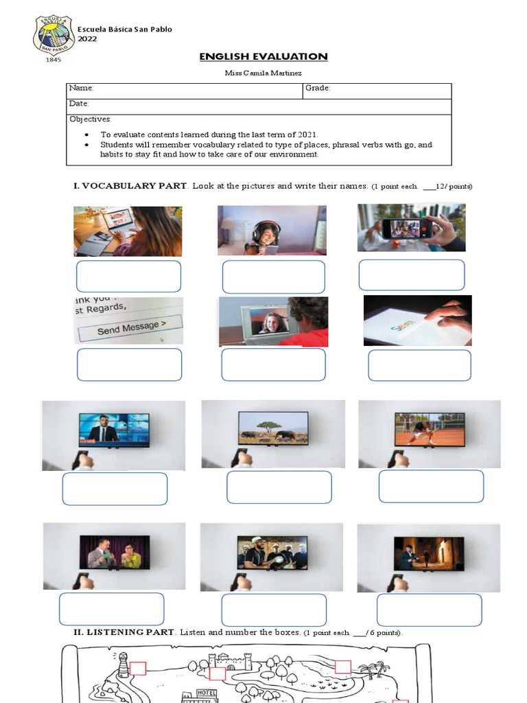 2022 English Evaluation from Escuela Básica San Pablo: Document ...
