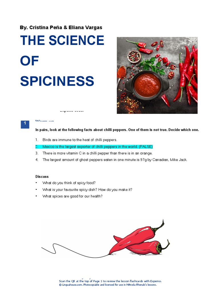 The-Science-Of-Spiciness-Sts Pair Work Activity | PDF | Chili Pepper ...