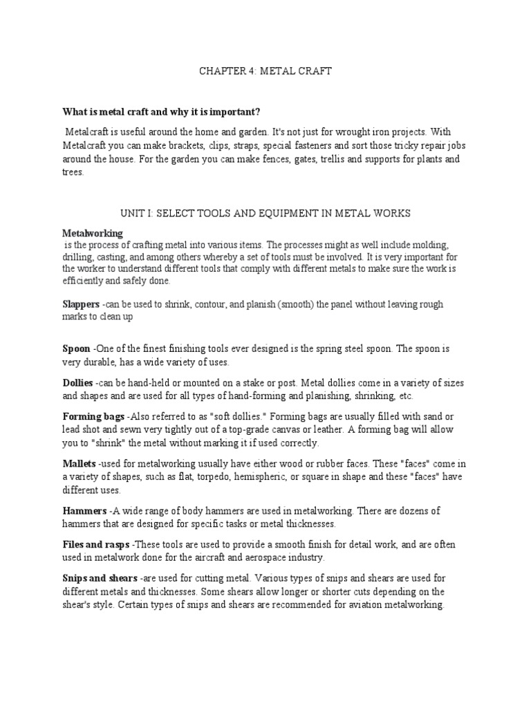 Chapter 4 Metal Craft Iia | PDF | Metalworking | Grinding (Abrasive ...