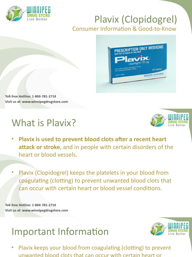 Plavix (Clopidogrel) : Consumer Information & Good-to-Know | PDF ...
