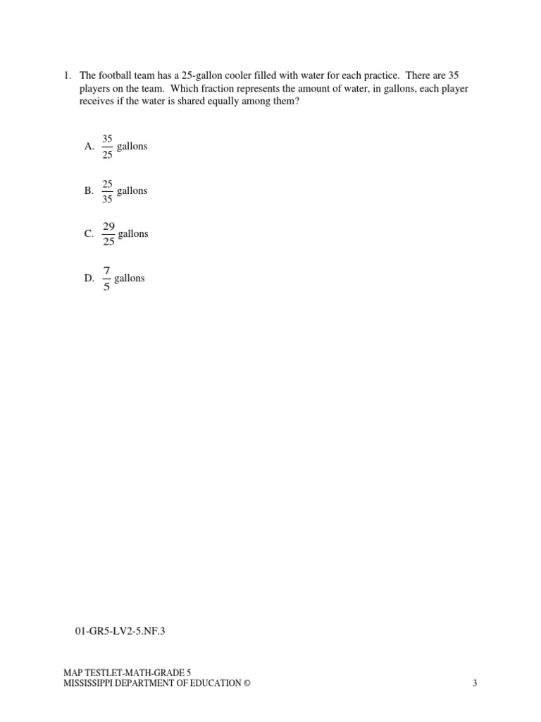 MAP Math Grade 5 Testlet MAR2016FINALupload | PDF | Division ...