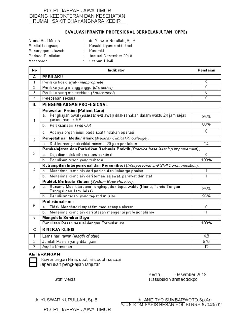CONTOH PENILAIAN OPPE Baru Bedah | PDF