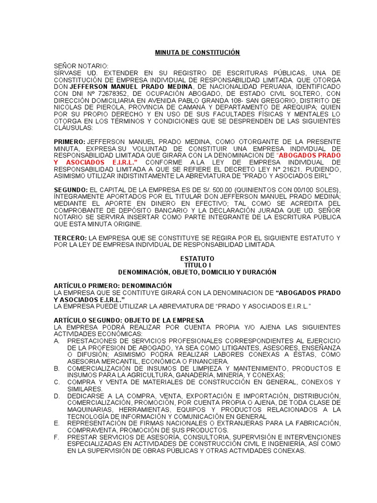 MINUTA | PDF | Bancos | Finanzas y administración del dinero