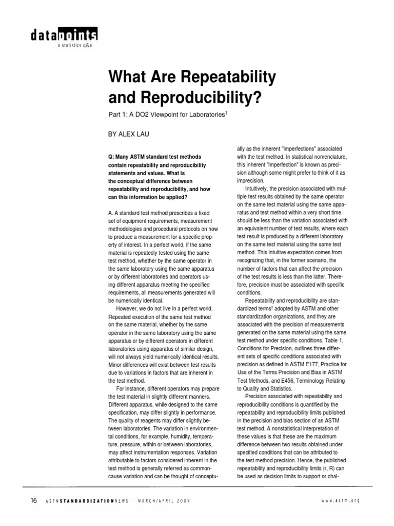 What Are Repeatability and Reproducibility?: Viewpoint For Laboratories ...