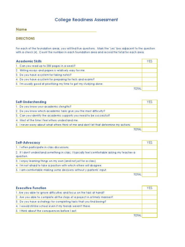 College Readiness Assessment Guide | PDF | Test (Assessment ...
